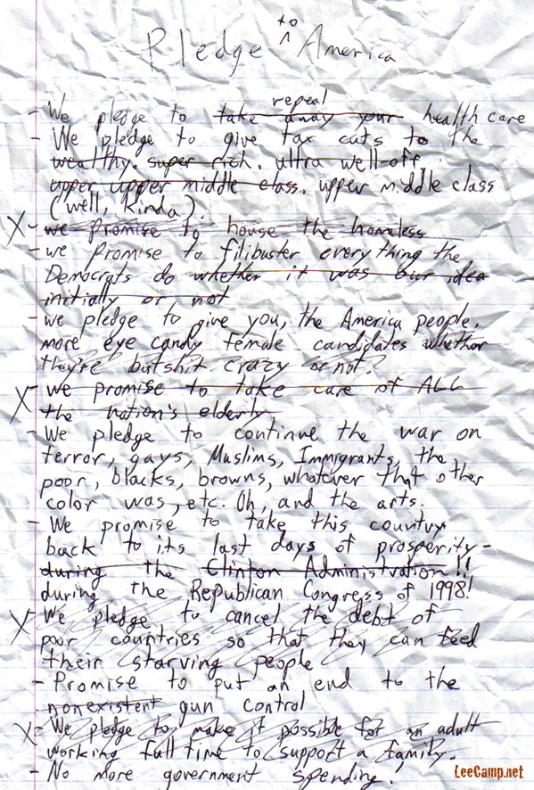 LEAKED: Early Draft of Republicans' "Pledge to America" | HuffPost ...